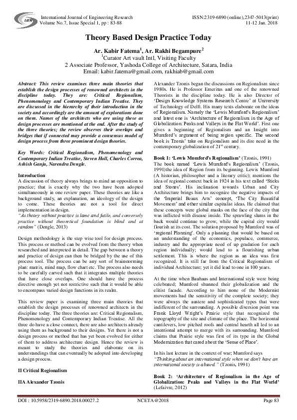 (PDF) Theory Based Design Practice Today