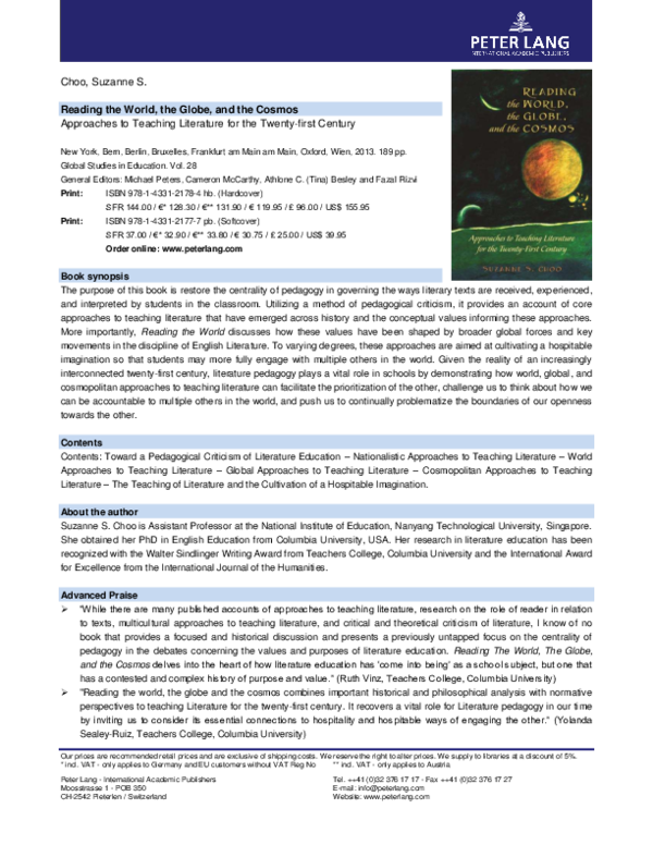 (PDF) Reading the World, the Globe, and the Cosmos Approaches to ...