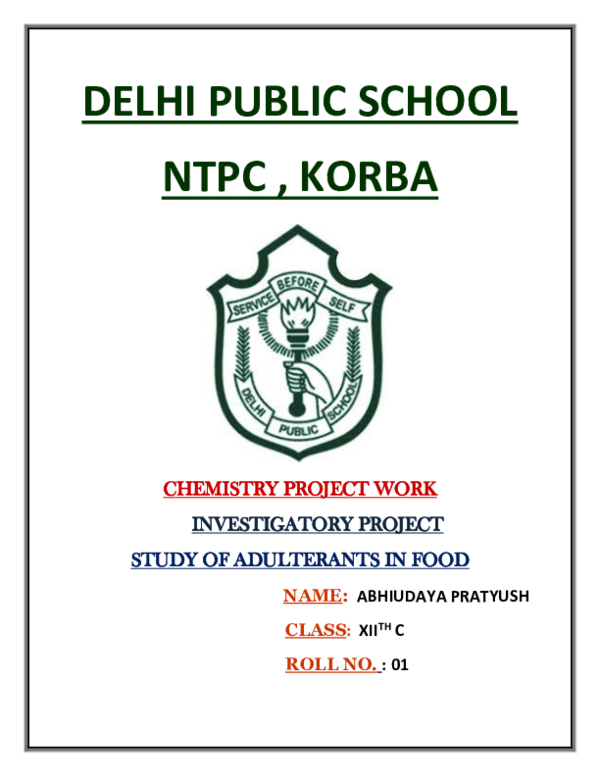 (DOC) DELHI PUBLIC SCHOOL NTPC , KORBA CHEMISTRY PROJECT WORK ...