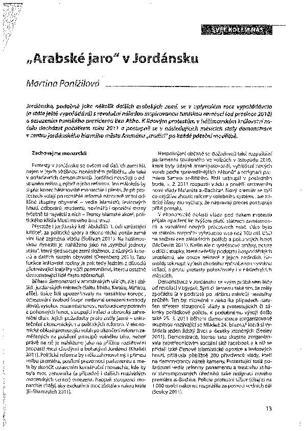(PDF) „Arabské jaro“ v Jordánsku