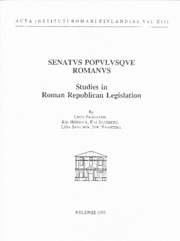 (PDF) Kaj Sandberg, 'The concilium plebis as a legislative body during ...