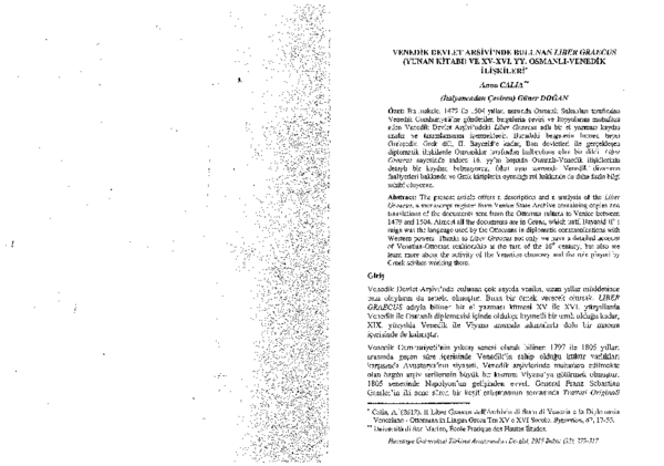 (PDF) Venedik Devlet Arşivi'nde Bulunan LIBER GRAECUS (Yunan Kitabı) ve ...