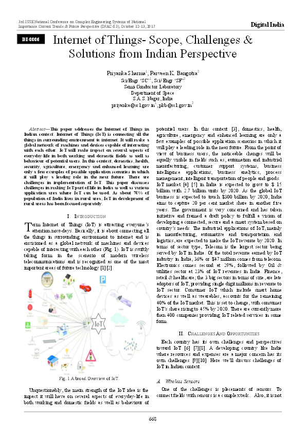 (PDF) Internet of Things-Scope, Challenges & Solutions from Indian ...