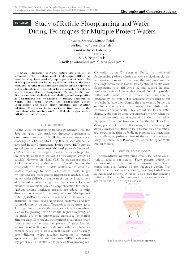 (PDF) Study of Reticle Floorplanning and Wafer Dicing Techniques for ...