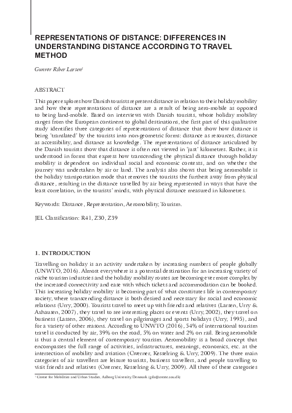 (PDF) REPRESENTATIONS OF DISTANCE: DIFFERENCES IN UNDERSTANDING ...