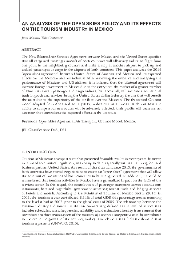 (PDF) AN ANALYSIS OF THE OPEN SKIES POLICY AND ITS EFFECTS ON THE ...
