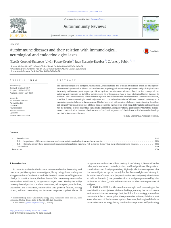 (PDF) Autoimmune diseases and their relation with immunological ...