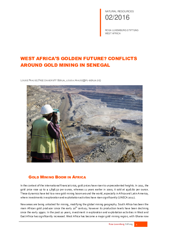 (PDF) WEST AFRICA'S GOLDEN FUTURE? CONFLICTS AROUND GOLD MINING IN SENEGAL