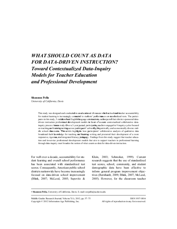 (PDF) WHAT SHOULD COUNT AS DATA FOR DATA-DRIVEN INSTRUCTION? Toward Contextualized Data-Inquiry ...