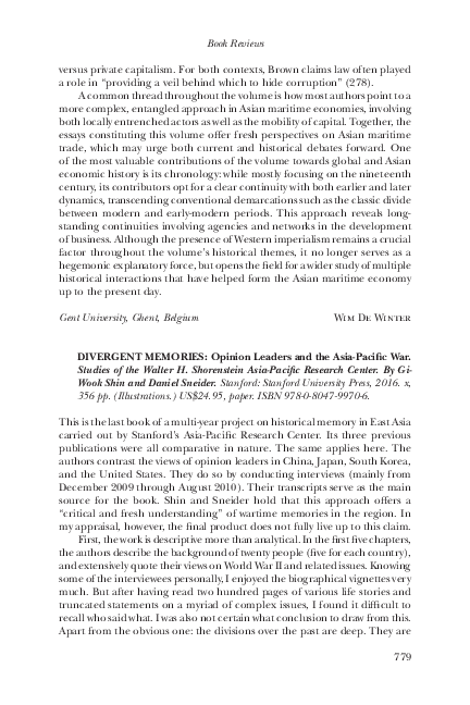 (PDF) DIVERGENT MEMORIES- Opinion Leaders and the Asia-Pacific War ...