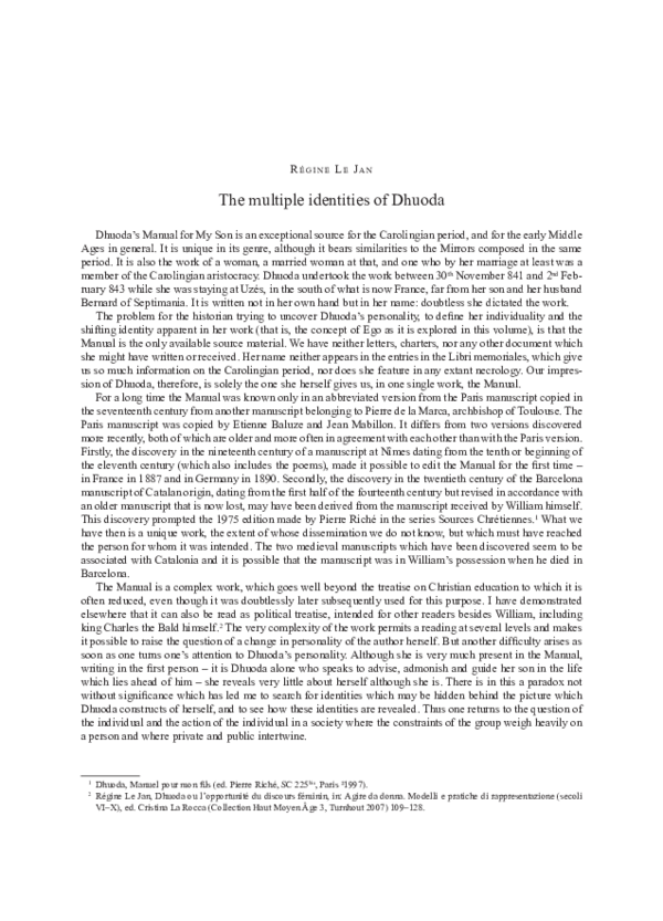 (PDF) The multiple identities of Dhuoda