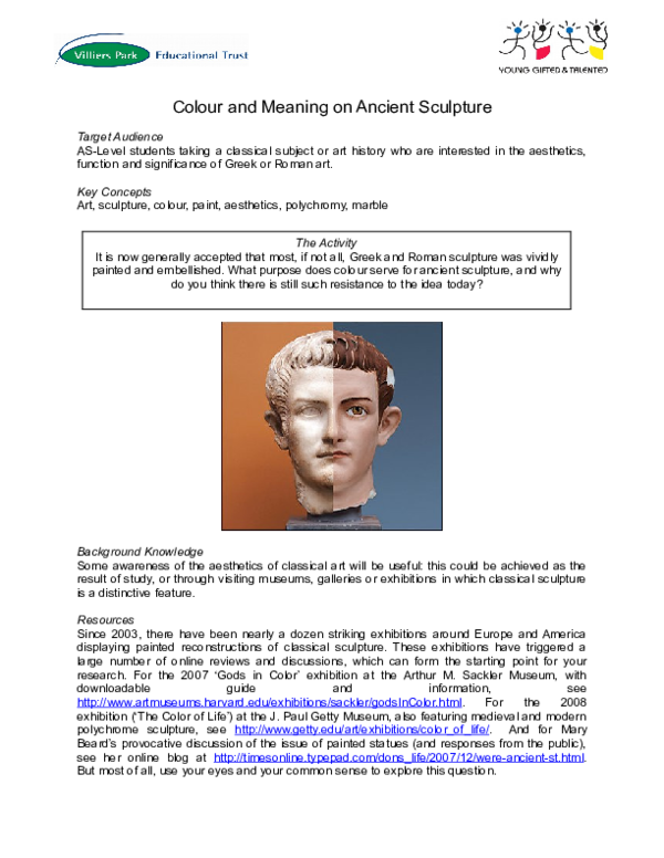 (DOC) Young, Gifted and Talented Worksheet 3: Colour and Meaning on ...
