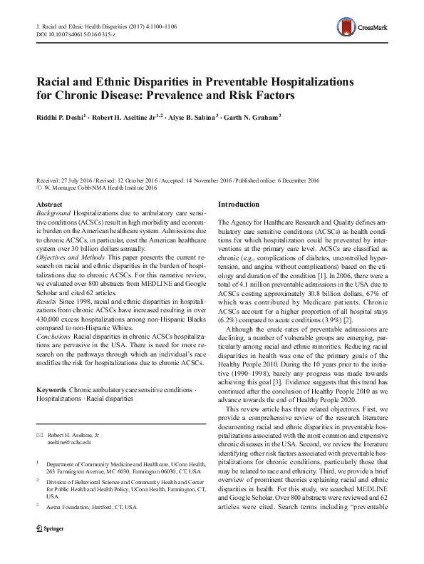 (PDF) Racial and Ethnic Disparities in Preventable Hospitalizations for Chronic Disease ...
