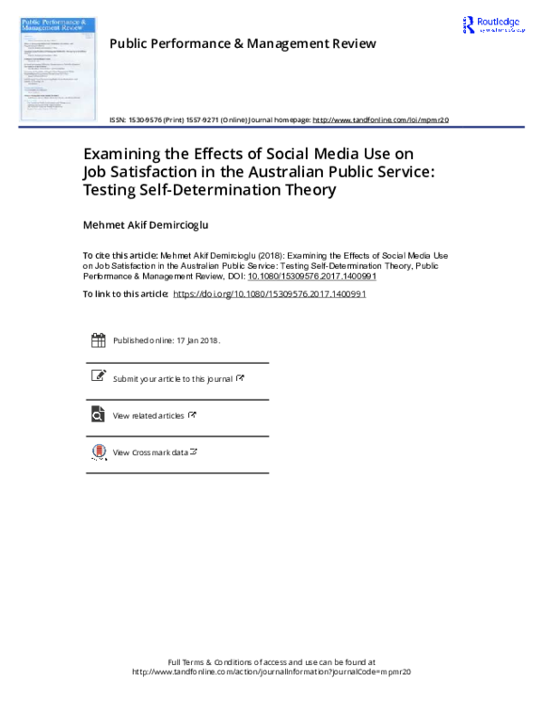 (PDF) Examining the Effects of Social Media Use on Job Satisfaction in ...