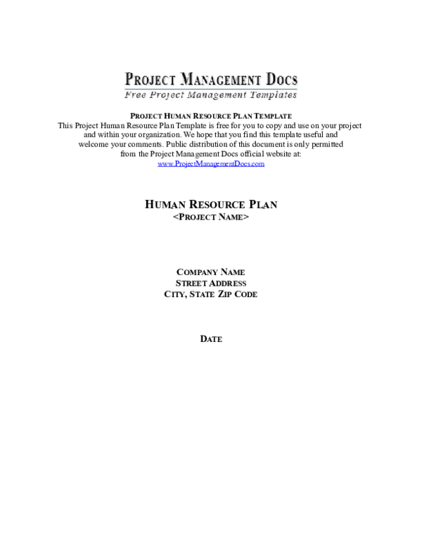 (DOC) Project Human Resource Plan Template