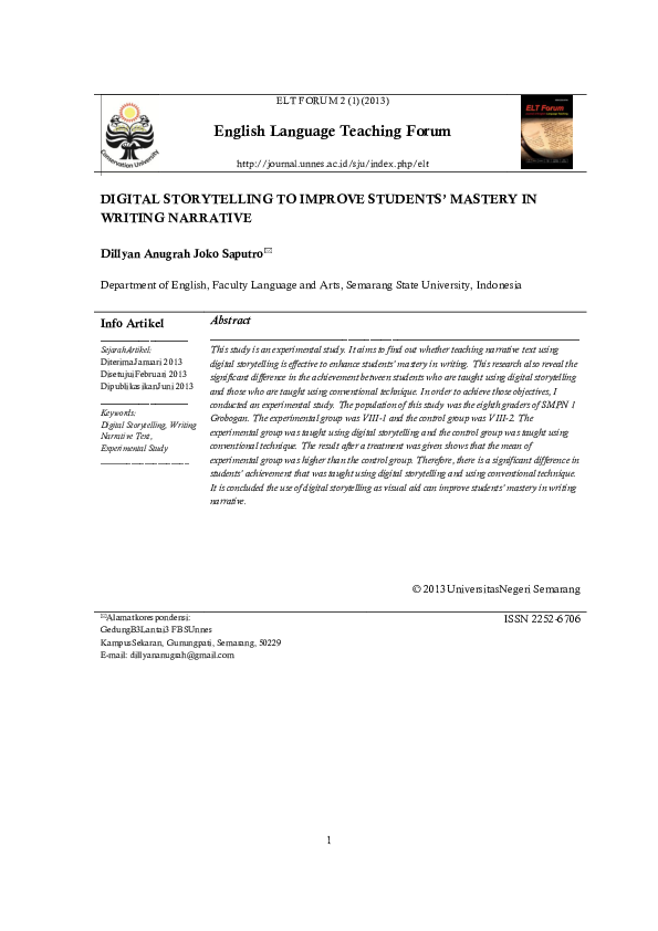 (PDF) English Language Teaching Forum DIGITAL STORYTELLING TO IMPROVE ...