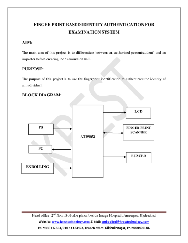 (DOC) FINGER PRINT BASED IDENTITY AUTHENTICATION FOR EXAMINATION SYSTEM AIM
