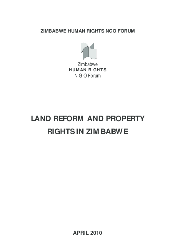 (PDF) LAND REFORM AND PROPERTY RIGHTS IN ZIMBABWE