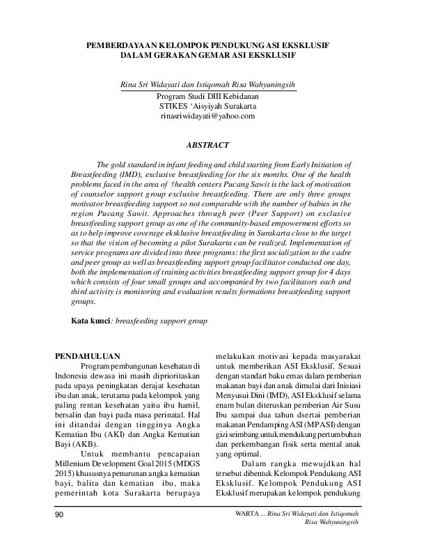 (PDF) PEMBERDAYAAN KELOMPOK PENDUKUNG ASI EKSKLUSIF DALAM GERAKAN GEMAR ...
