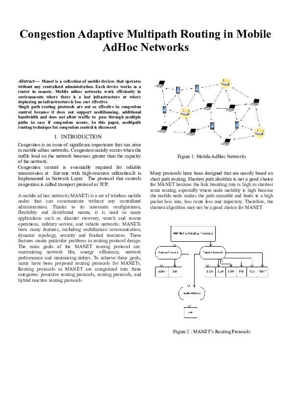 Doc Congestion Adaptive Multipath Routing In Mobile Adhoc Networks
