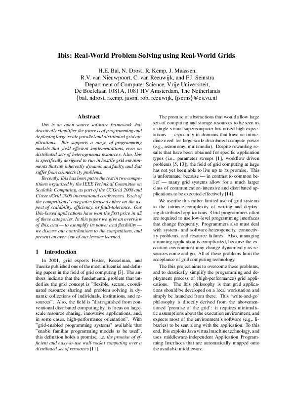 (PDF) Ibis: Real-world problem solving using real-world grids