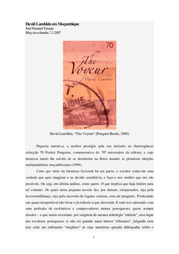 (PDF) David Lambkin em Moçambique: "The Voyeur"