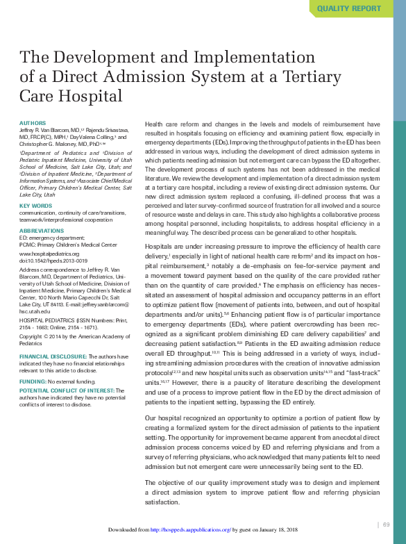 (PDF) QUALITY REPORT 69 | The Development and Implementation of a ...