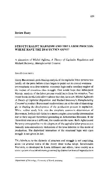 (PDF) Structuralist Marxism and the labor process: Where have the ...