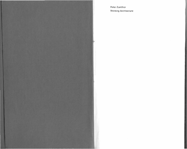 (PDF) Peter Zumthor Thinking Architecture