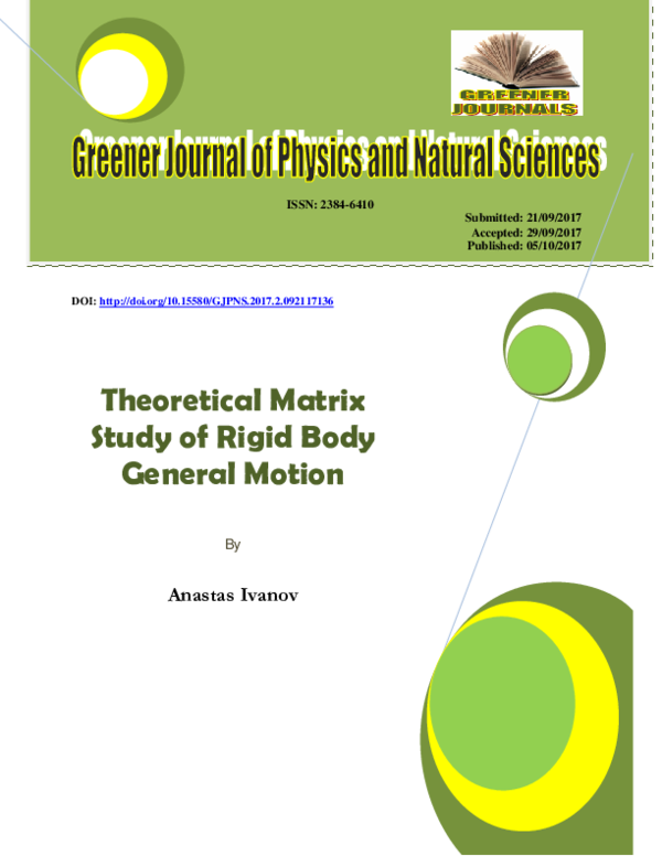 (PDF) THEORETICAL MATRIX STUDY OF RIGID BODY GENERAL MOTION