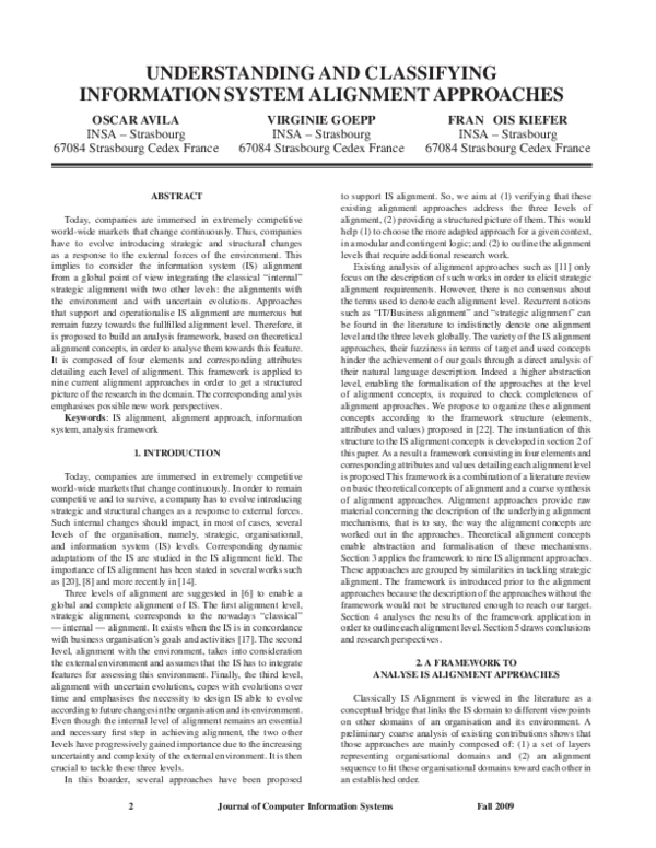 (PDF) Understanding and Classifying Information System Alignment ...
