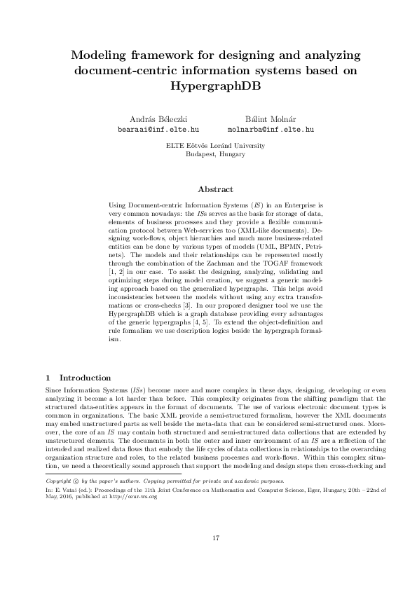 Pdf Modeling Framework For Designing And Analyzing Document Centric Information Systems Based