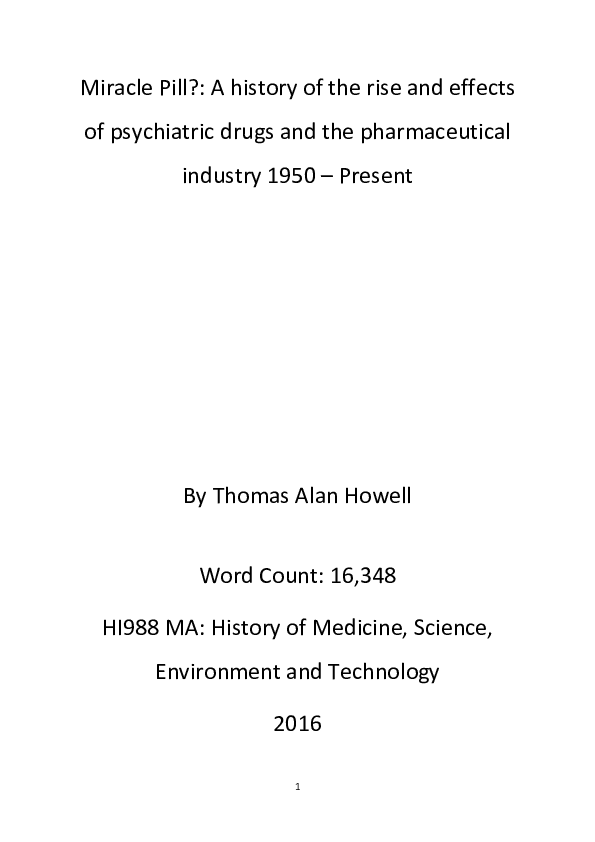(DOC) Miracle Pill?: A history of the rise and effects of psychiatric ...