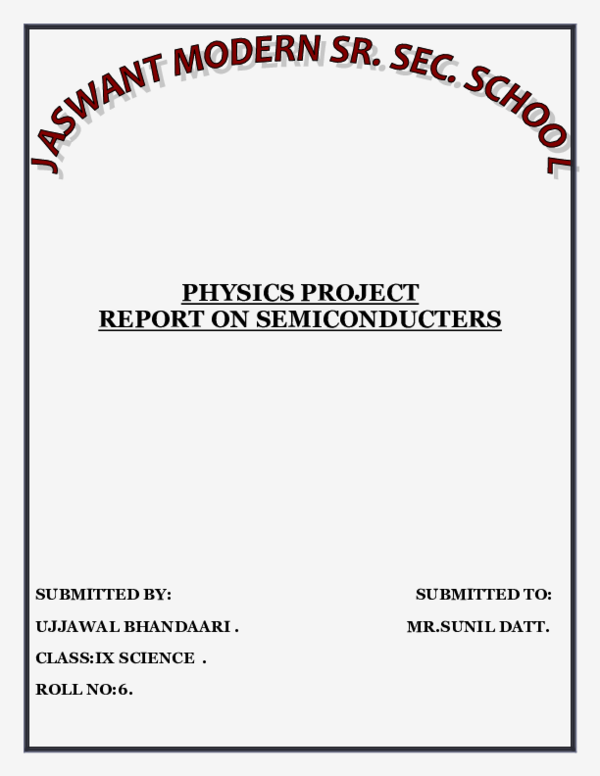 (DOC) PHYSICS PROJECT REPORT ON SEMICONDUCTERS