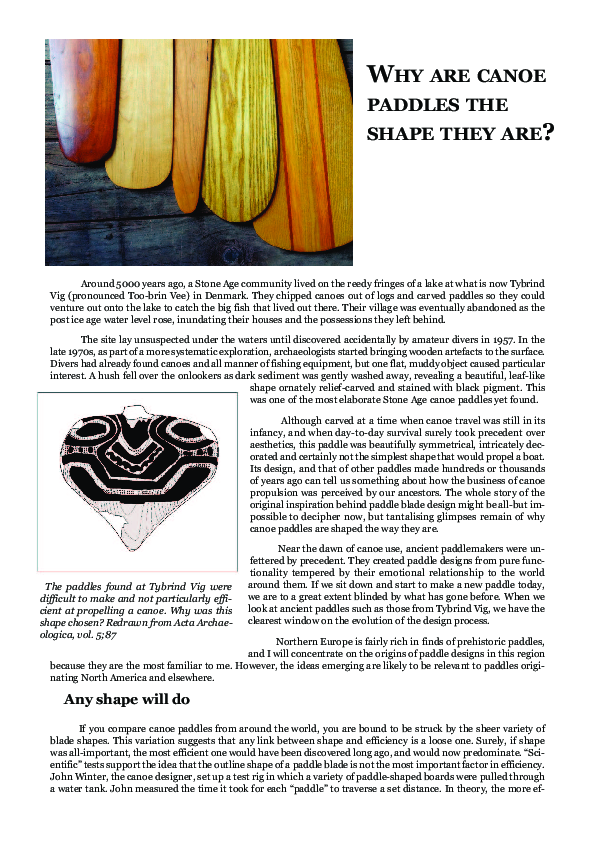 (PDF) WHY ARE CANOE PADDLES THE SHAPE THEY ARE
