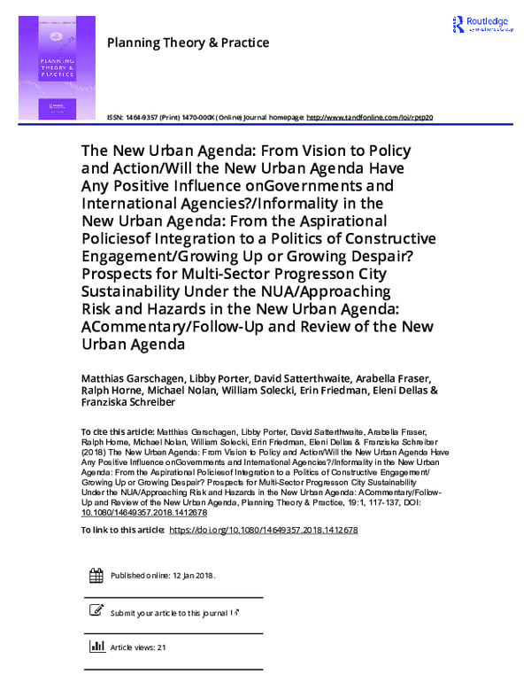 (PDF) Informality in the New Urban Agenda (Planning Theory and Practice)