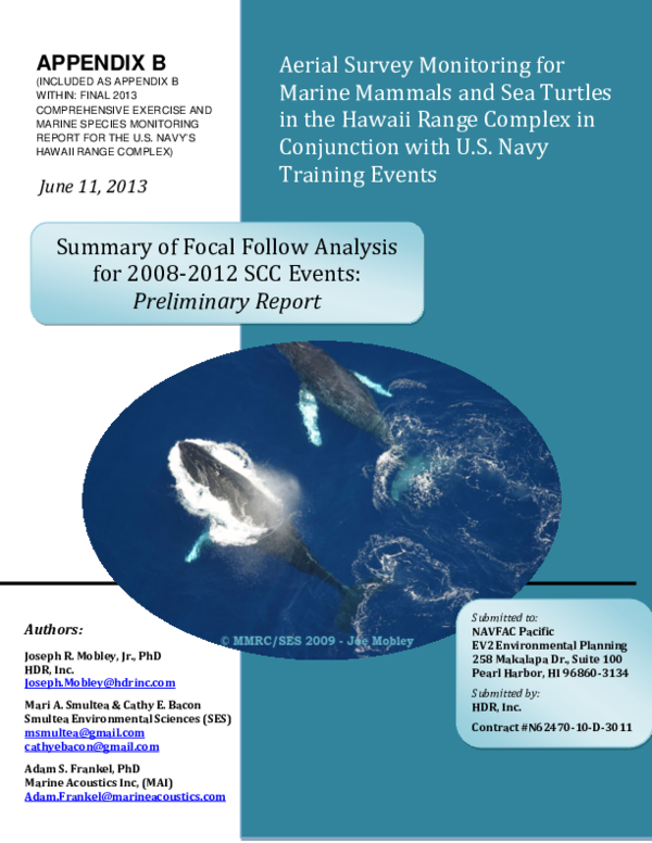 (PDF) Aerial Survey Monitoring for Marine Mammals and Sea Turtles in ...