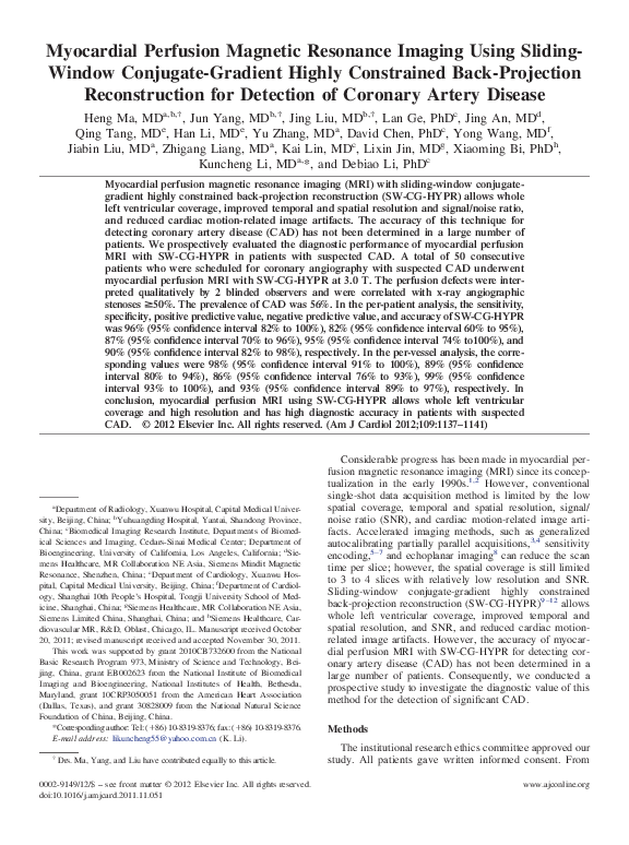 (PDF) Myocardial Perfusion Magnetic Resonance Imaging Using Sliding-Window Conjugate-Gradient ...