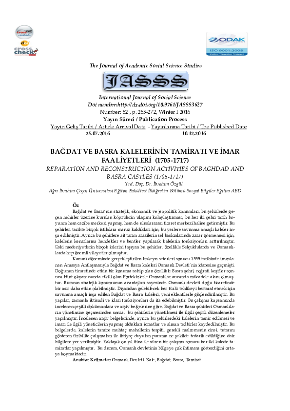 (PDF) BAGDAT VE BASRA KALELERININ TAMIRATI VE IMAR FAALIYETLERI 1705 ...