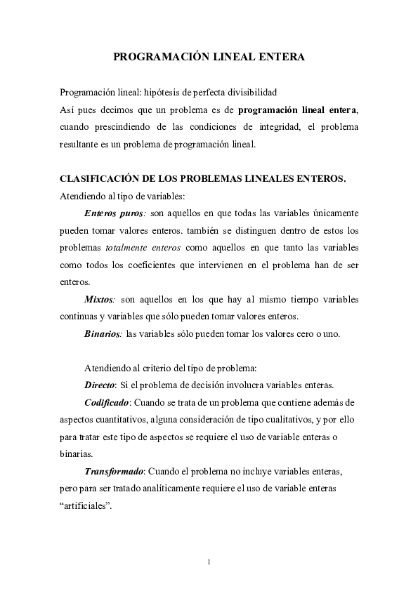 (PDF) PROGRAMACIÓN LINEAL ENTERA