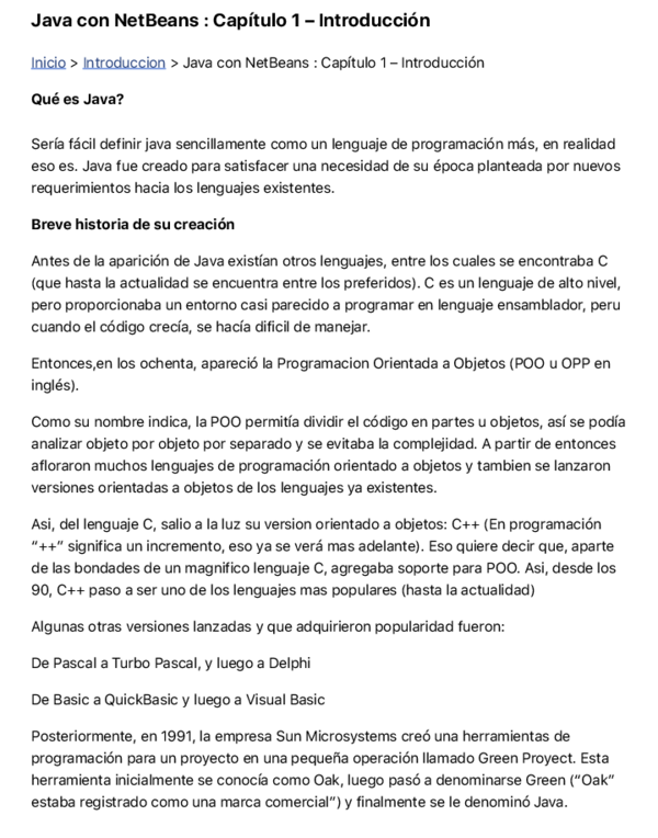 (PDF) Java con Net Beans Capitulo 1 Introduccion Diario de un fan de java