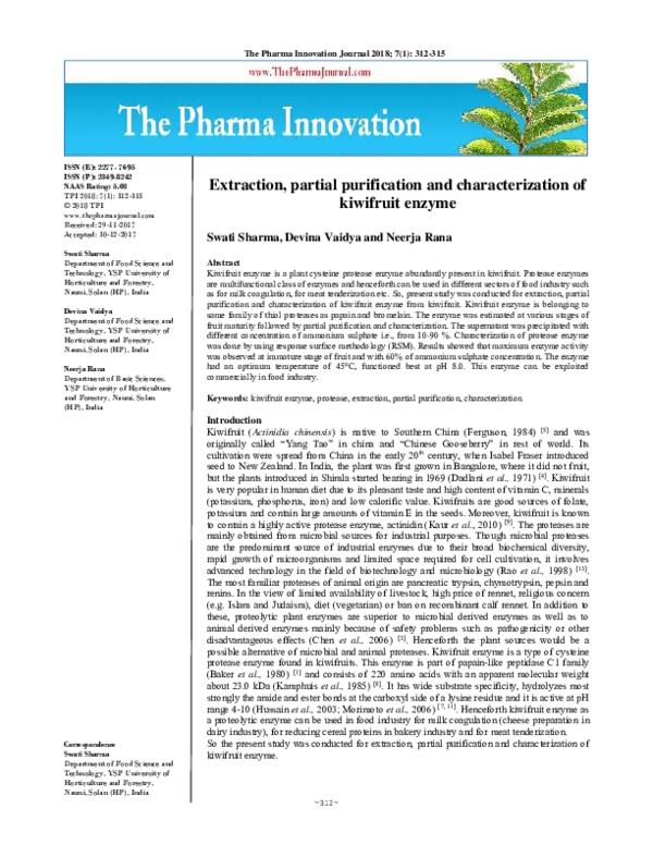 (PDF) Extraction, partial purification and characterization of ... (PDF) Extraction, partial purification and characterization of ...