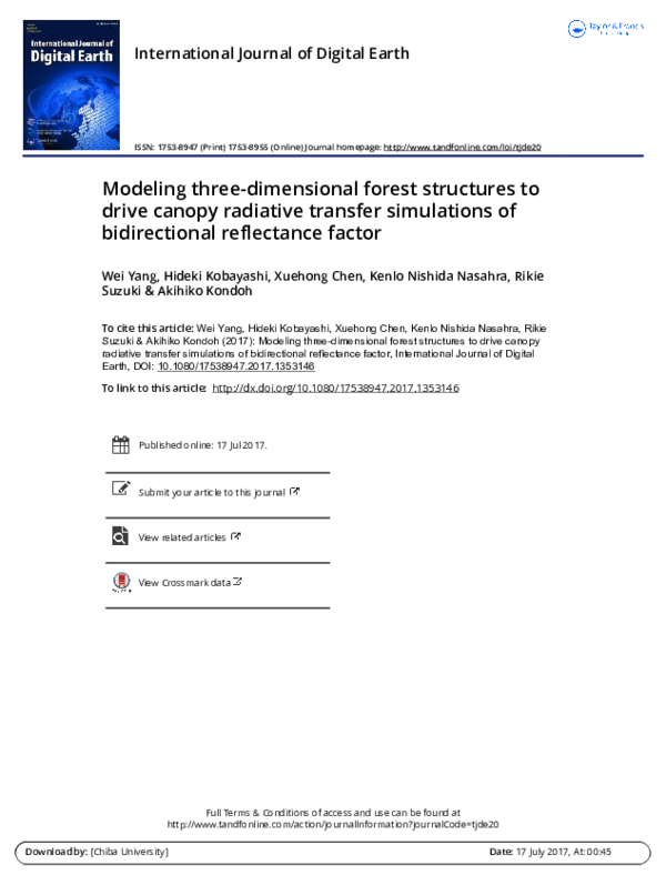 (PDF) International Journal of Digital Earth Modeling three-dimensional forest structures to ...