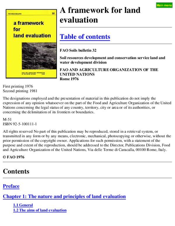 (PDF) A framework for land evaluation