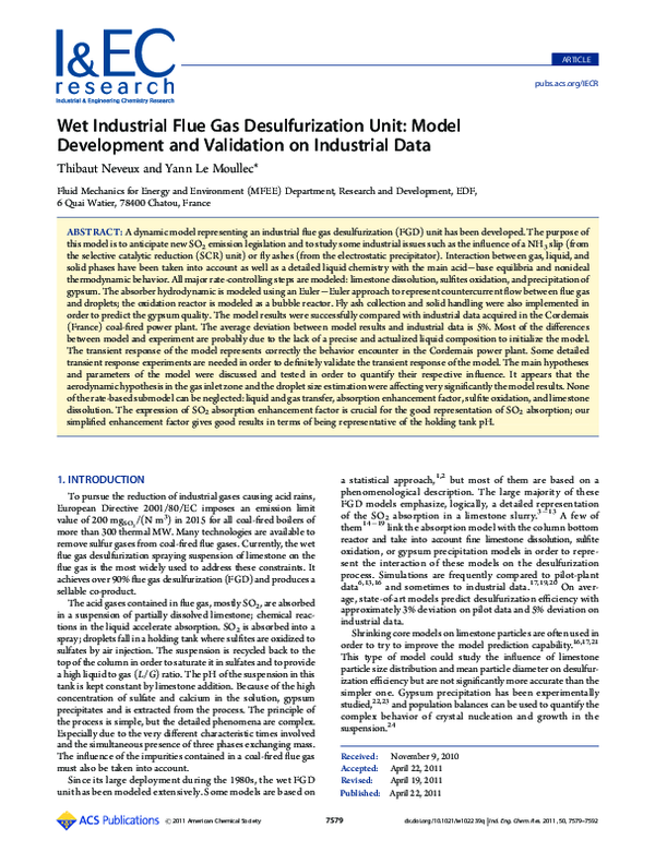 (PDF) Wet Industrial Flue Gas Desulfurization Unit: Model Development ...