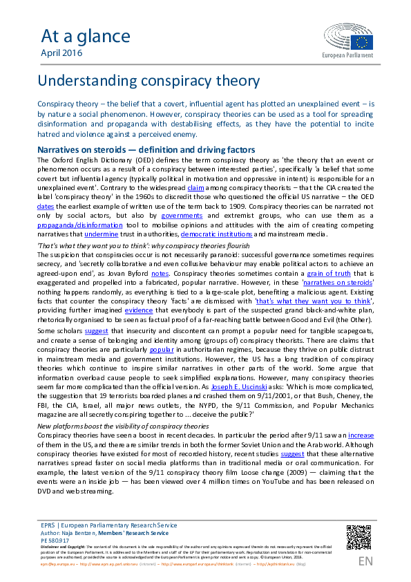 (PDF) Understanding conspiracy theories