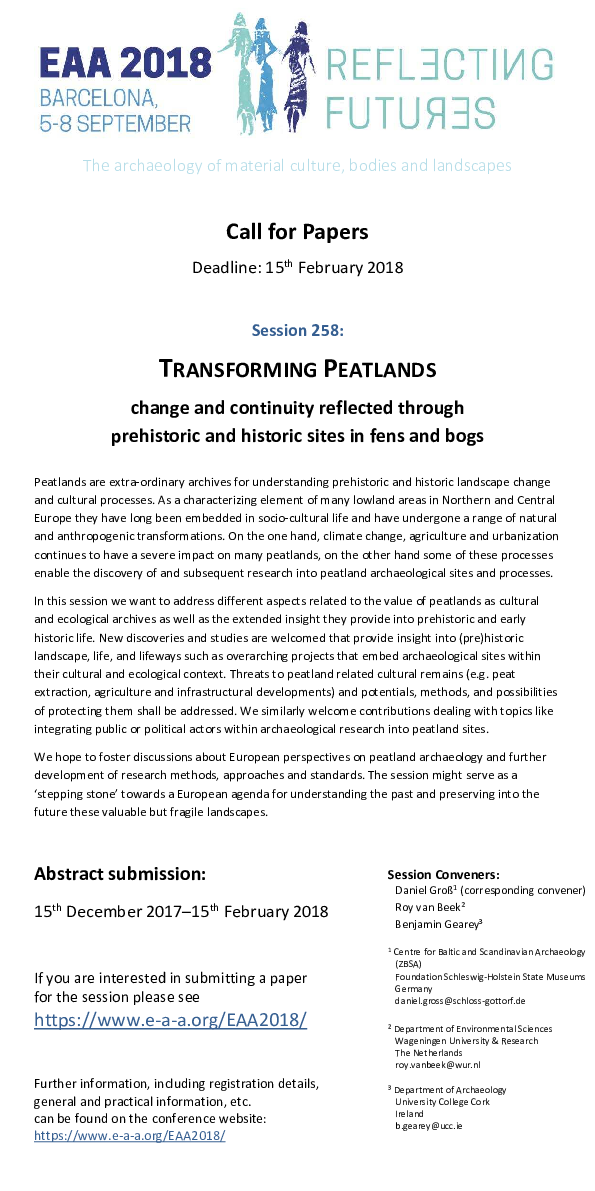 (PDF) Session 258: TRANSFORMING PEATLANDS: change and continuity reflected through prehistoric ...