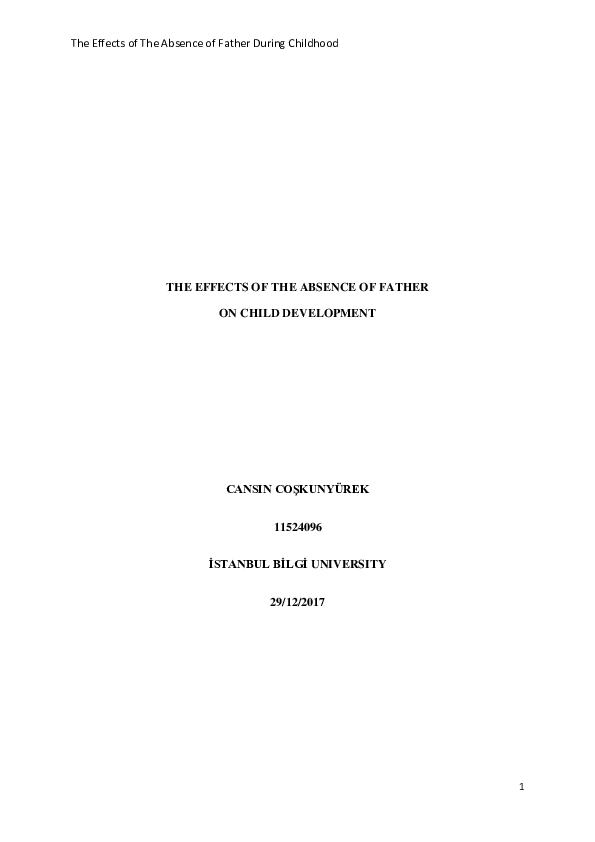 (DOC) THE EFFECTS OF THE ABSENCE OF FATHER ON CHILD DEVELOPMENT The ...