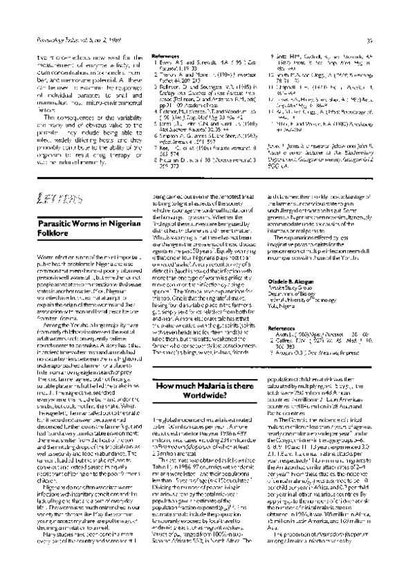 (PDF) Parasitic worms in Nigerian folklore