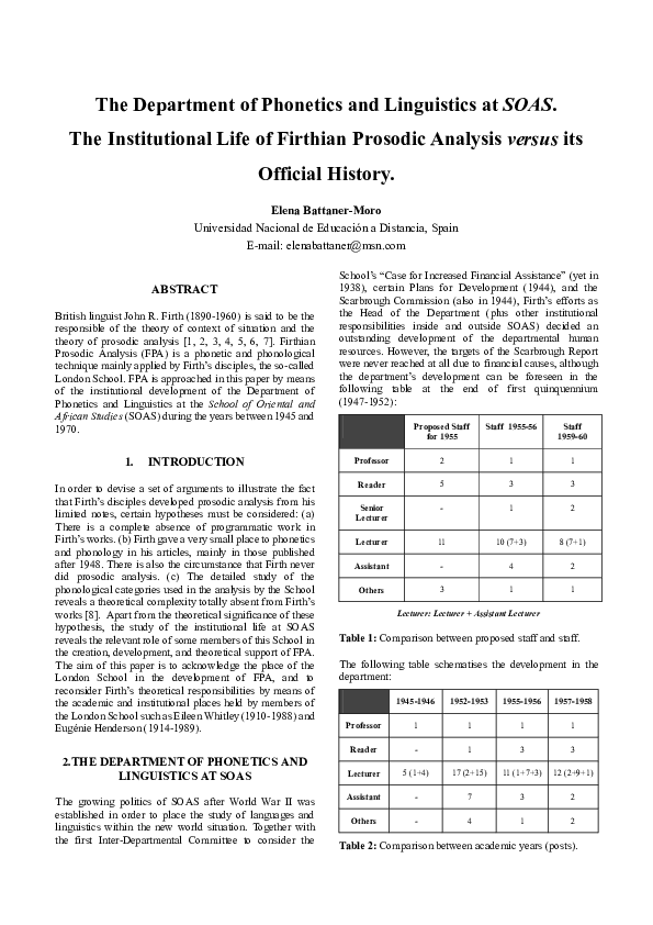 (PDF) The Department of Phonetics and Linguistics at SOAS. The ...
